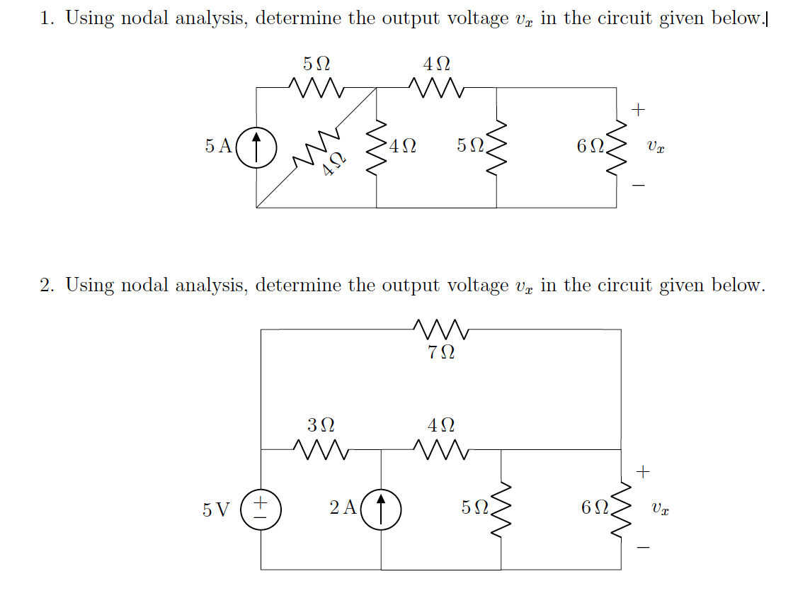 Solved 1. Using nodal analysis, determine the output voltage | Chegg.com