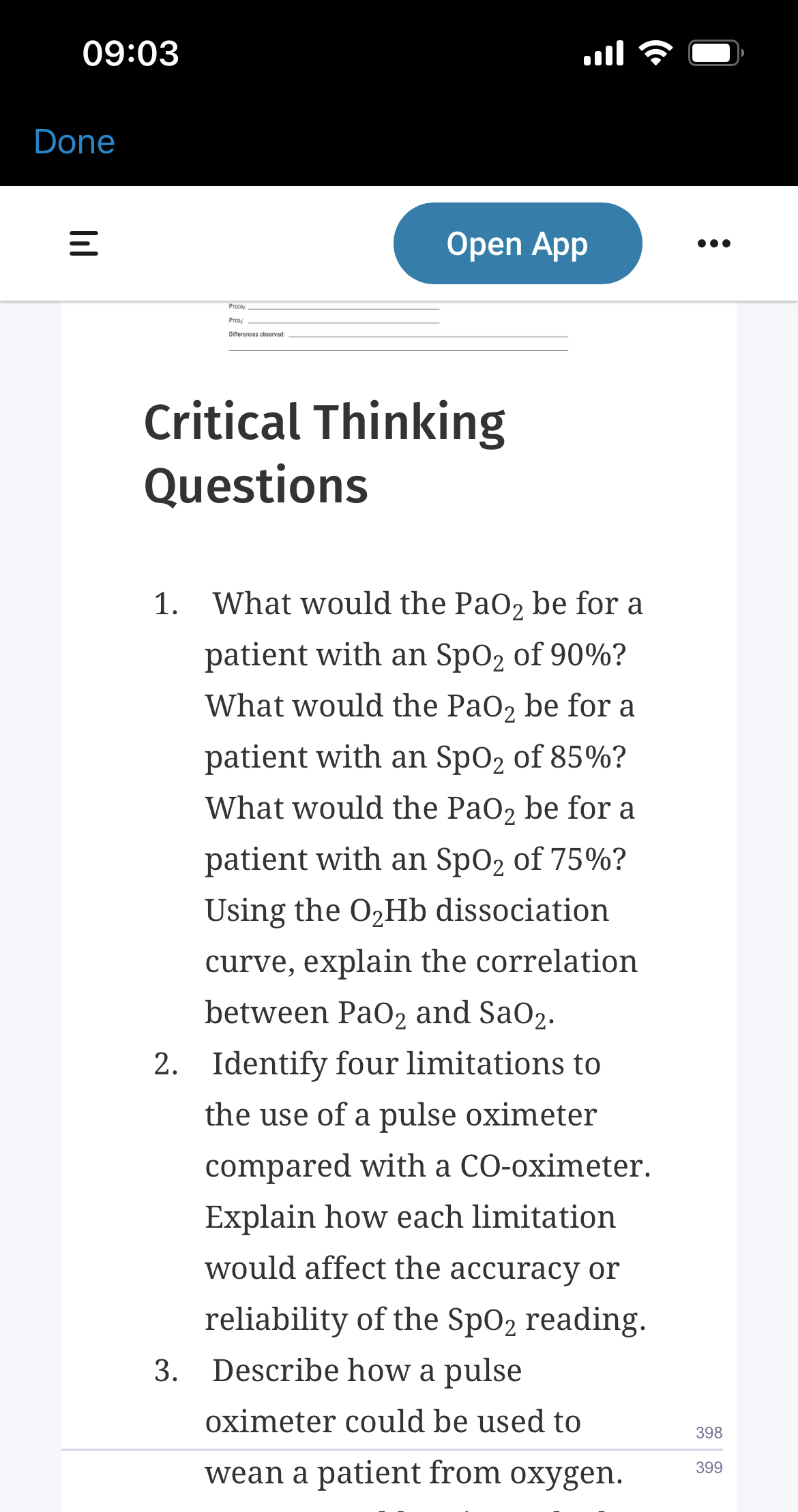 Solved 1. What would the PaO2 be for a patient with an SpO2 | Chegg.com