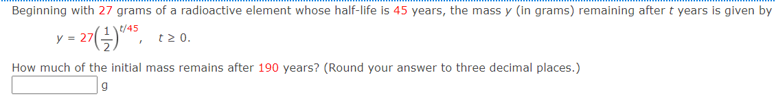 Solved Beginning with 27 grams of a radioactive element | Chegg.com