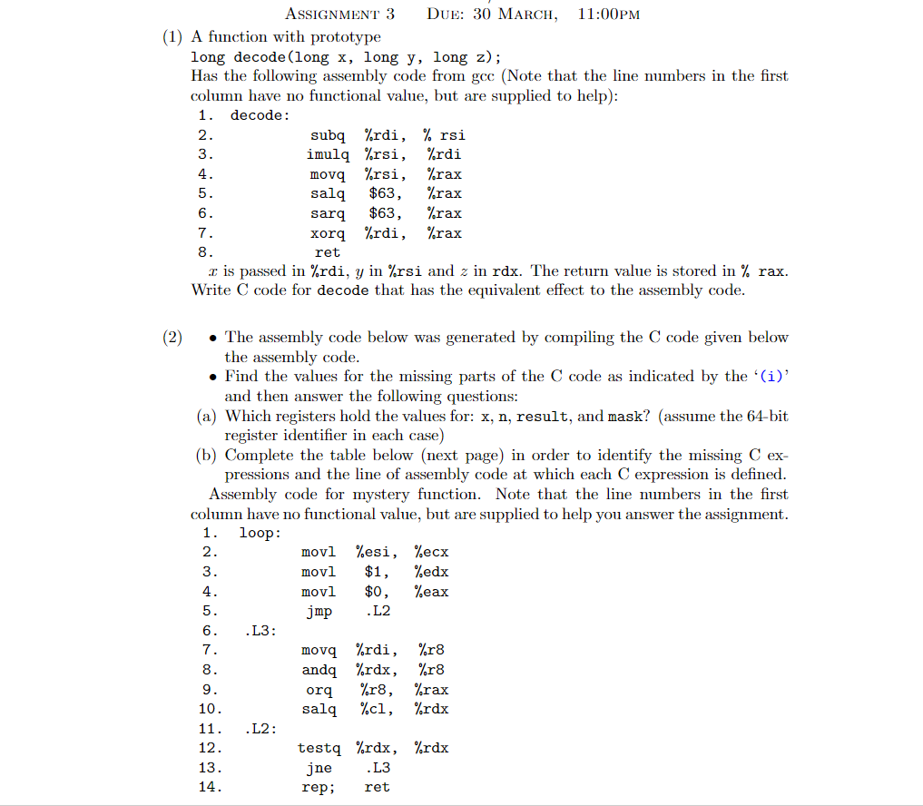 Solved ASSIGNMENT 3 DUE: 30 MARCH, 11:00PM (1) A function | Chegg.com