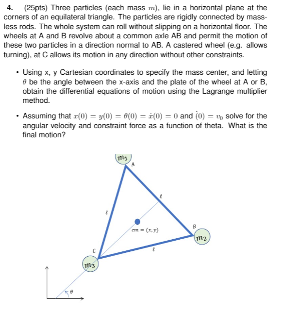 4. (25pts) Three particles (each mass m), lie in a | Chegg.com
