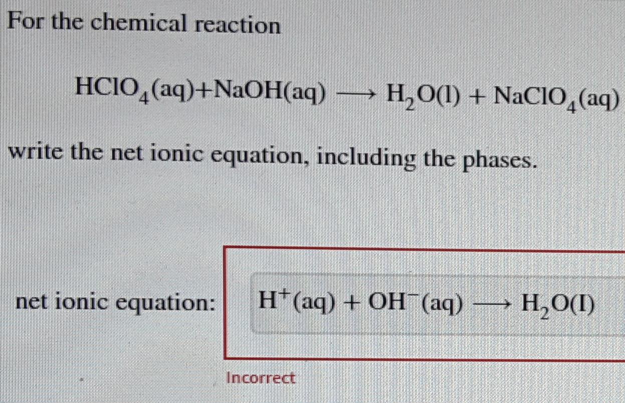Solved For the chemical reaction HCIO, (aq)+NaOH(aq) H2O(l) | Chegg.com