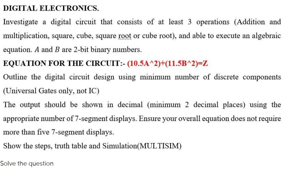 Solved DIGITAL ELECTRONICS. Investigate a digital circuit | Chegg.com