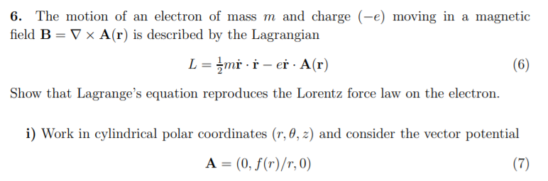 6. The motion of an electron of mass m and charge | Chegg.com