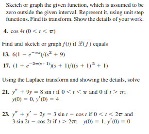 Solved Sketch or graph the given function, which is assumed | Chegg.com