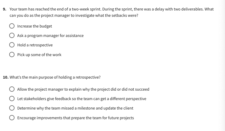 9. Your team has reached the end of a two-week | Chegg.com