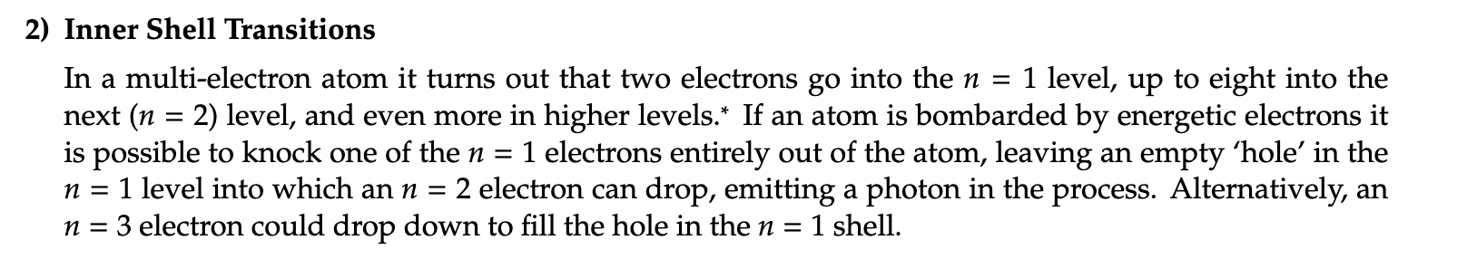 Solved 2) Inner Shell Transitions In a multi-electron atom | Chegg.com