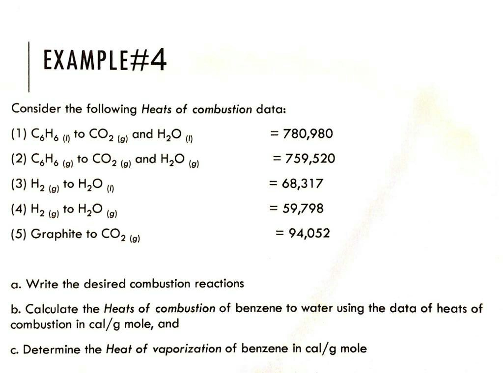 Heat Of Combustion Example
