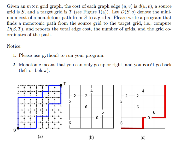 Given an m x n grid graph, the cost of each graph | Chegg.com