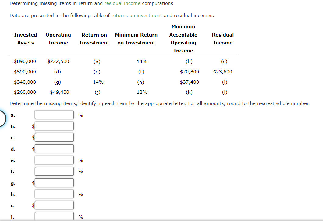 Solved Determining missing items in return and residual | Chegg.com