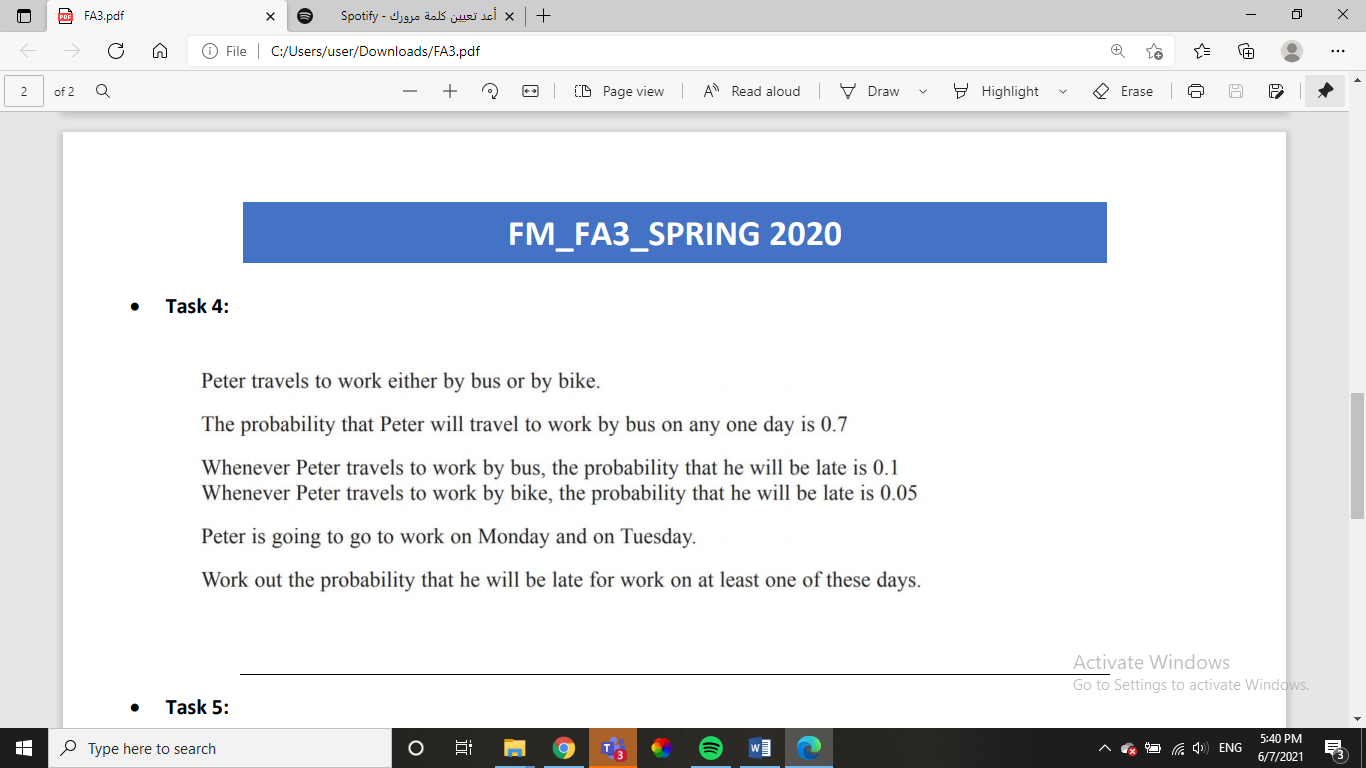 Solved O FA3.pdf * أعد تعيين كلمة مرورك - Spotify + - > File | Chegg.com