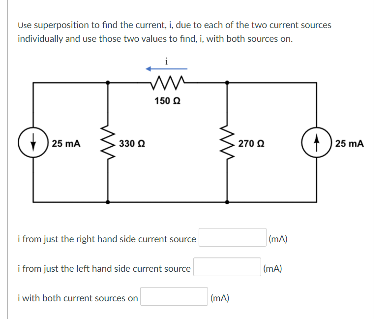 Solved Use superposition to find the current, i, due to each | Chegg.com