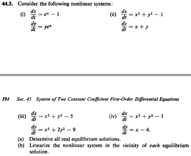 Solved 44.3. Consider the following nonlinear systems: =e* - | Chegg.com Solved 44.3. Consider the following nonlinear systems: =e* - | Chegg.com