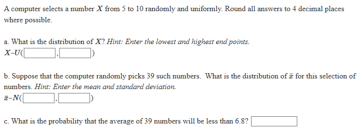 Solved A computer selects a number X from 5 to 10 randomly | Chegg.com