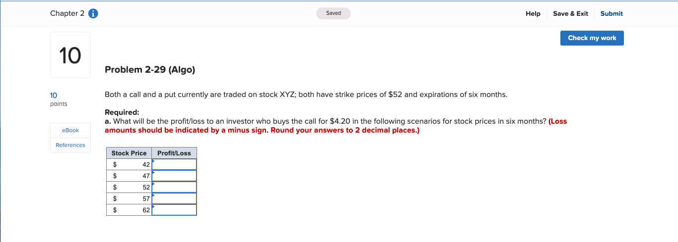 Solved Chapter 2 i Saved Help Save & Exit Submit Check my | Chegg.com