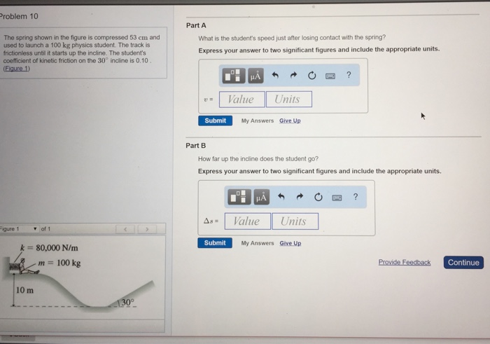 Solved A The spring shown in the figure is compressed 53 cm | Chegg.com