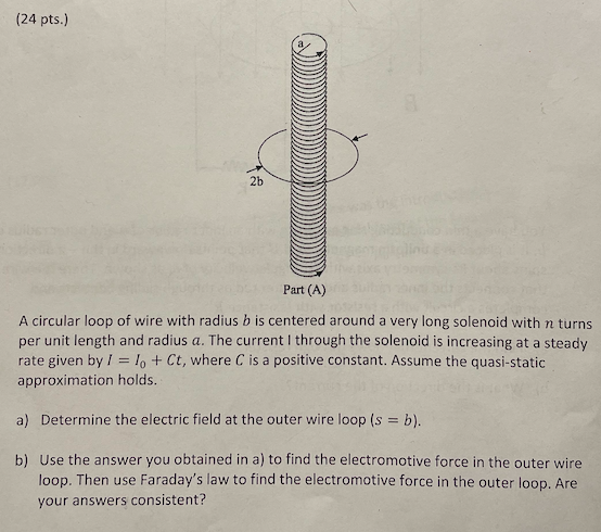 Solved (24 pts.) A circular loop of wire with radius b is | Chegg.com