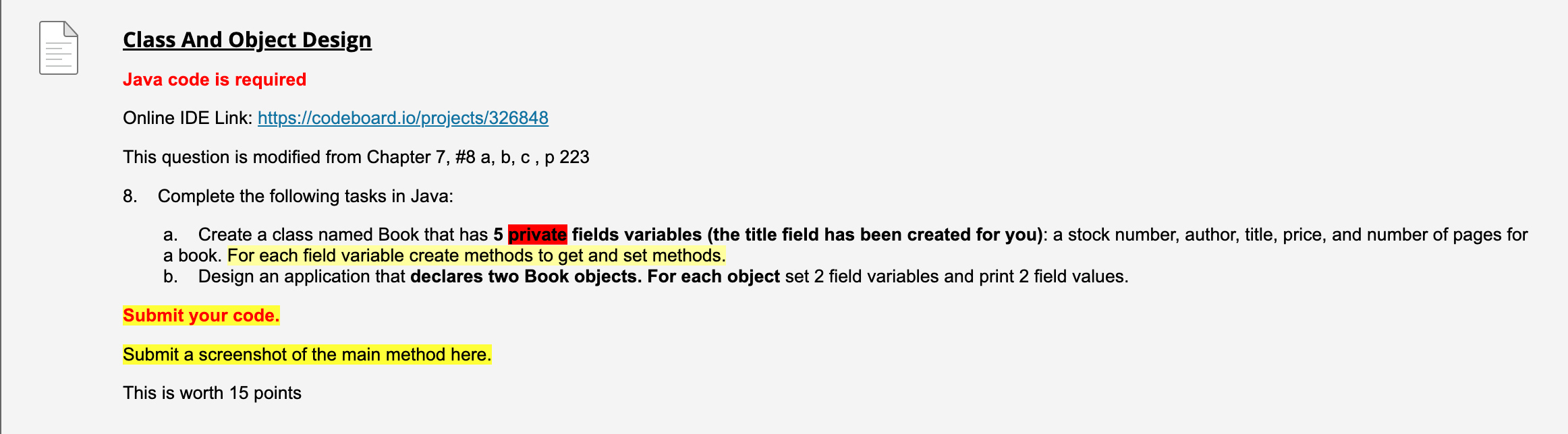 Solved Class And Object Design Java Code Is Required Online 2610