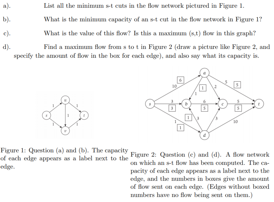 a) List all the minimum s-t cuts in the flow network | Chegg.com