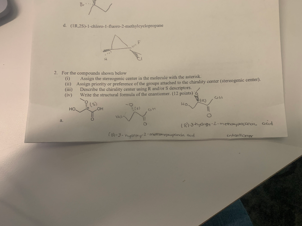 Solved Bri d. (1R,25)-1-chloro-1-fluoro-2-methylcyclopropane | Chegg.com