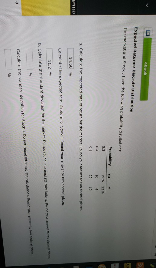 Solved eBook Expected Returns: Discrete Distribution The | Chegg.com