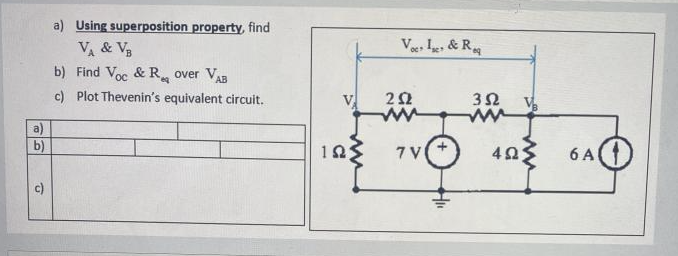 Solved VI&R a) Using superposition property, find VA & VE b) | Chegg.com