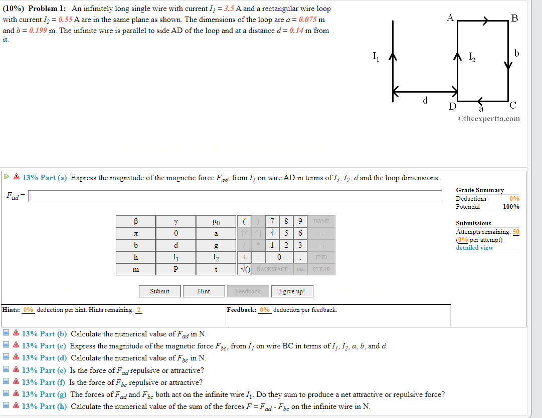 Solved (10%) Problem 1: An infinitely long single wire with | Chegg.com