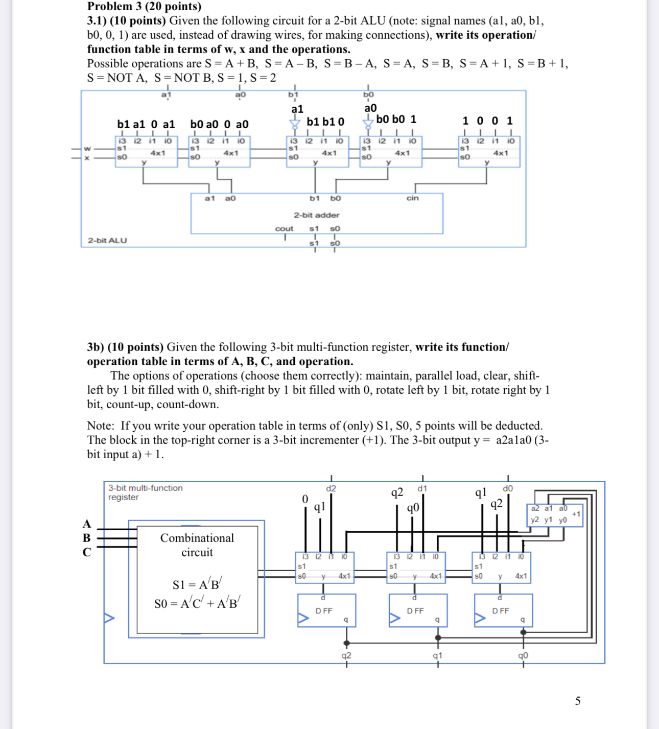 Solved Problem 3 (20 ﻿points)3.1w,x and the | Chegg.com