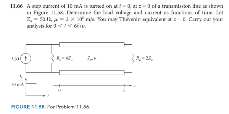 Solved 11.66 A step current of 10 mA is turned on at t=0, at | Chegg.com