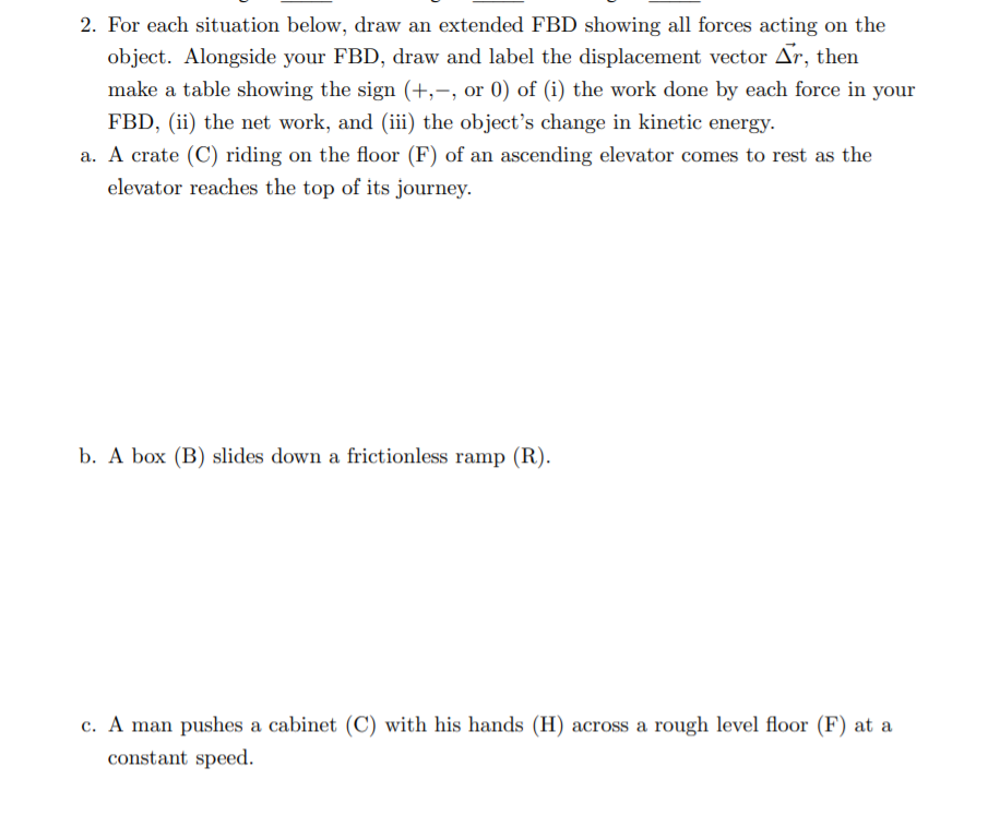 Solved 2. For each situation below, draw an extended FBD | Chegg.com