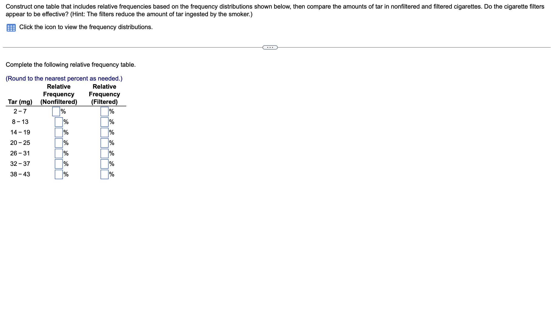 Construct one table that includes relative | Chegg.com