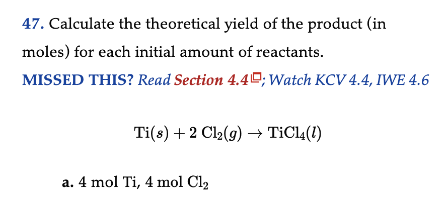 Solved 47. Calculate the theoretical yield of the product | Chegg.com