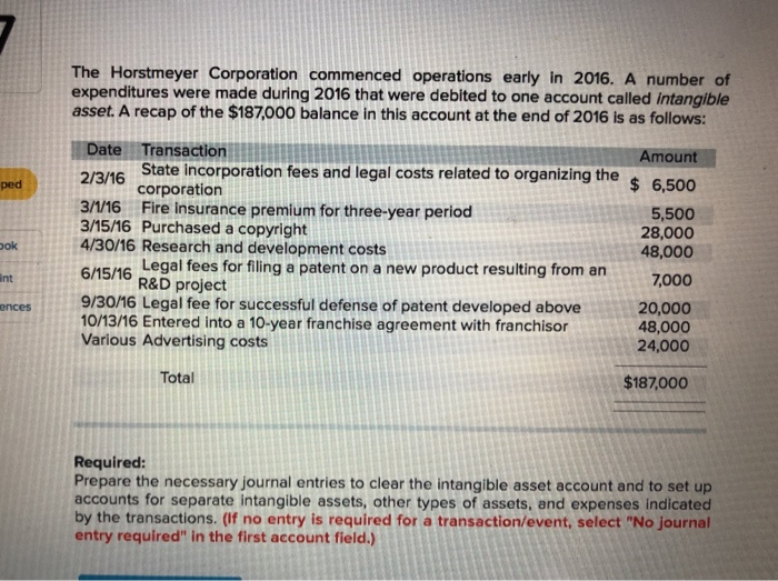 Solved The Horstmeyer Corporation commenced operations early | Chegg.com