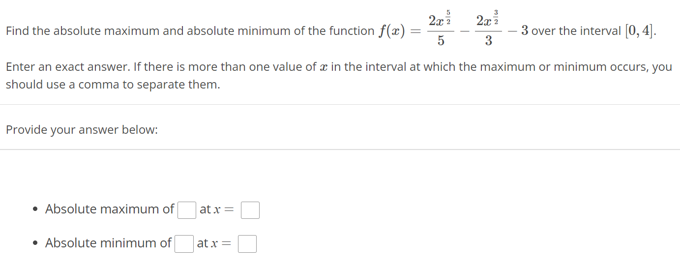 Solved 2x 2 Find the absolute maximum and absolute minimum | Chegg.com