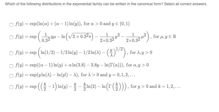 Solved Which of the following distributions in the | Chegg.com