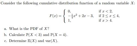 Solved Consider the following cumulative distribution | Chegg.com