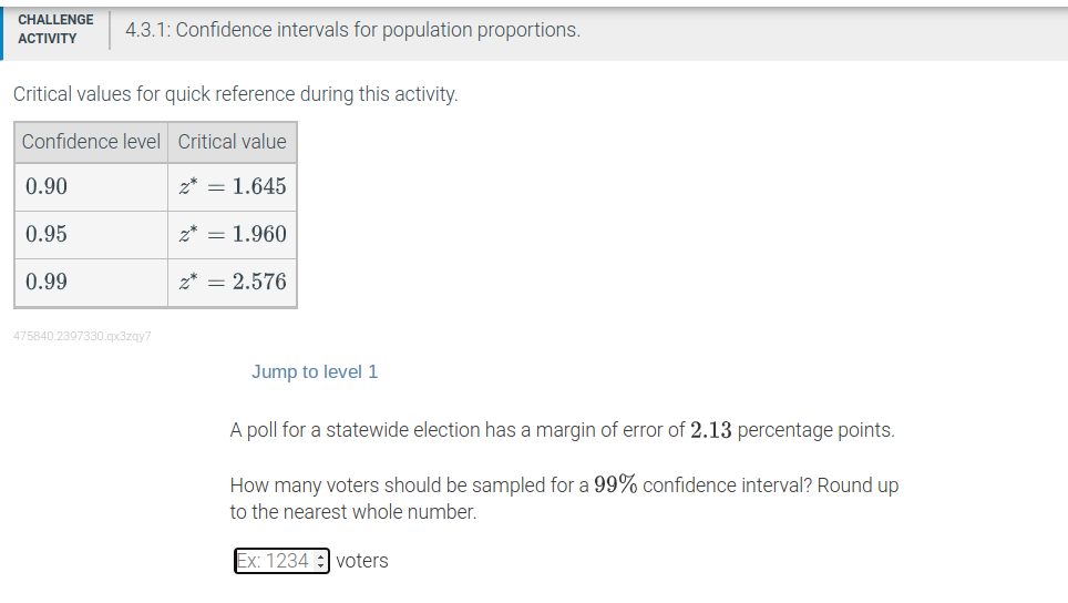 Solved \begin{tabular}{l|l} CHALLENGE & 4.3.1: Confidence | Chegg.com