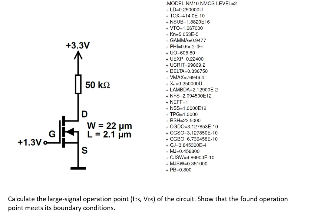 Solved MODEL NM10 NMOS LEVEL-2 + LD-O·250000U + | Chegg.com