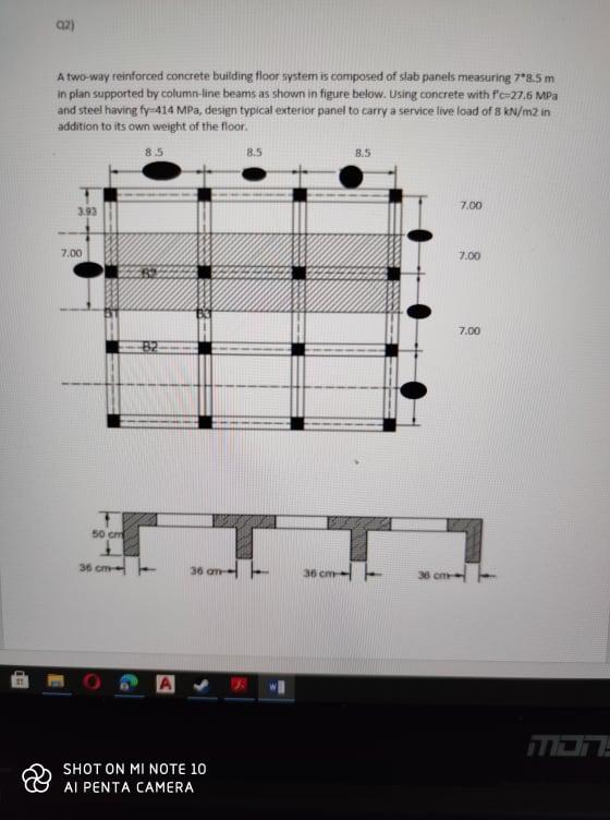 Solved A two-way reinforced concrete building floor system | Chegg.com