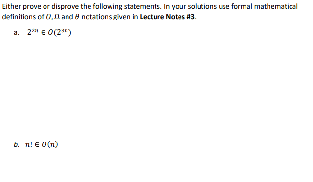 Solved Either prove or ﻿disprove the following statements. | Chegg.com
