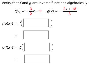 Solved Verify that fand g are inverse functions | Chegg.com
