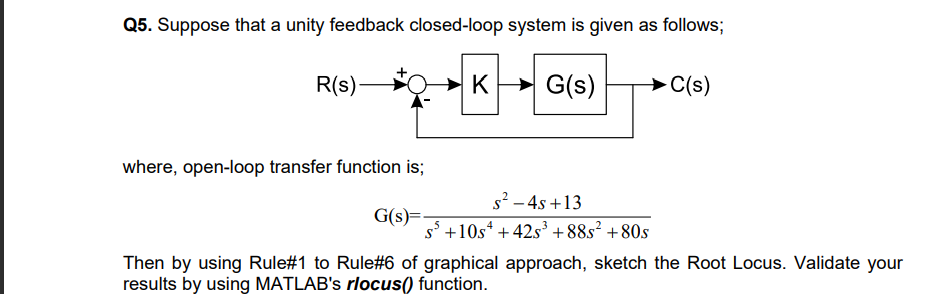 Solved Q5. Suppose that a unity feedback closed-loop system | Chegg.com Solved Q5. Suppose that a unity feedback closed-loop system | Chegg.com