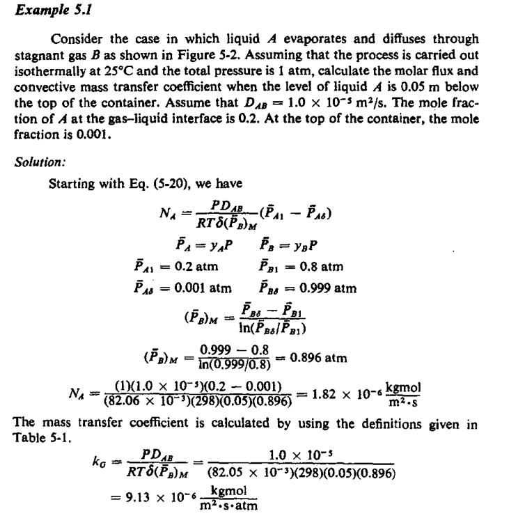 Solved In Example 5.1, liquid 4 evaporated and diffused | Chegg.com