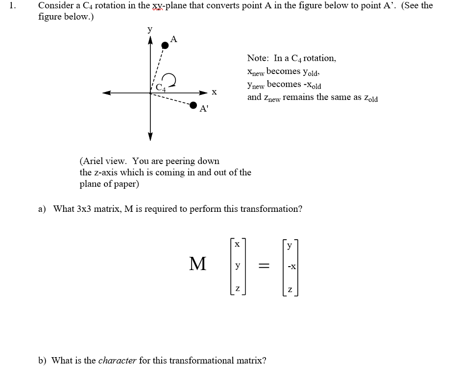 Solved Consider a C4 rotation in the xy-plane that converts | Chegg.com