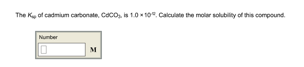 Solved The Ksp of cadmium carbonate, CdCO3, is 1.0 x10-2. | Chegg.com