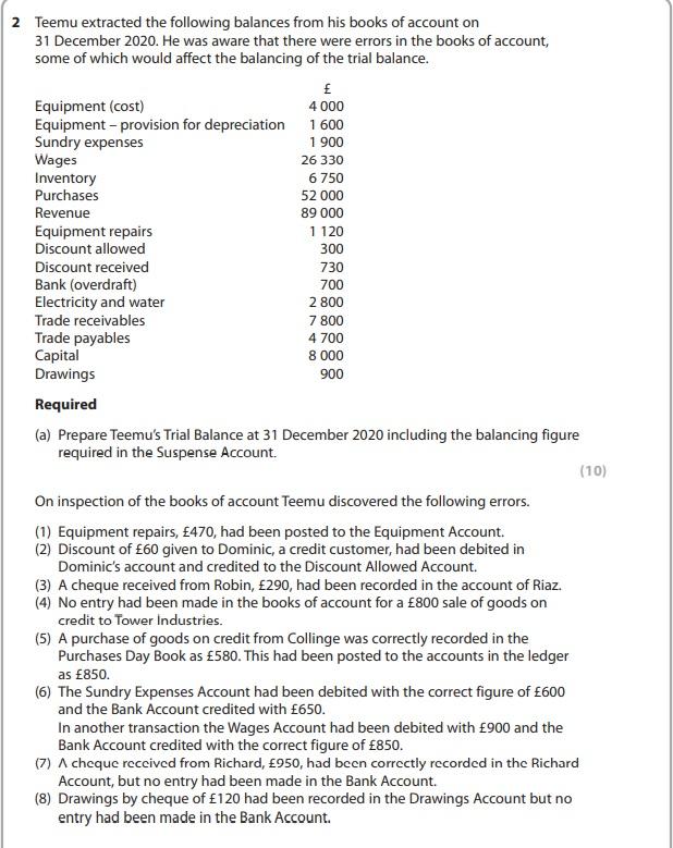 Solved Question: a. Identify the type of error for all 8 | Chegg.com