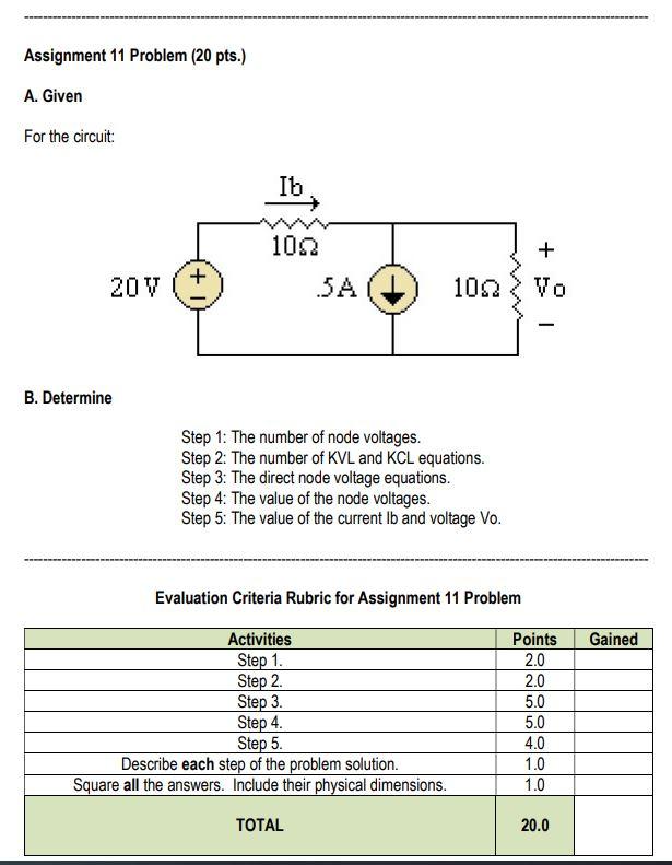 Solved Assignment 11 Problem (20 pts.) A. Given For the | Chegg.com