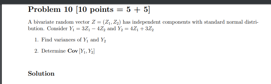 Solved = Problem 8 (10 points = 2 + 8] Consider a bivariate | Chegg.com