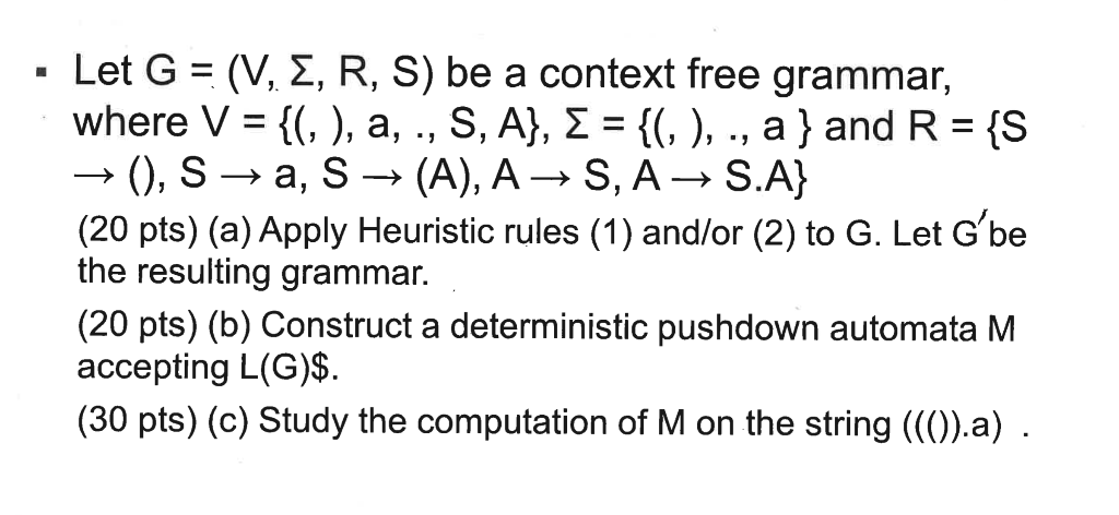 Solved Let G=(V,Σ,R,S) be a context free grammar, where | Chegg.com