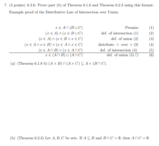 Solved (4 points) 6.2.6: Prove part (b) of Theorem 6.1.8 and | Chegg.com